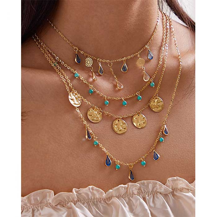 Boho necklace gold store